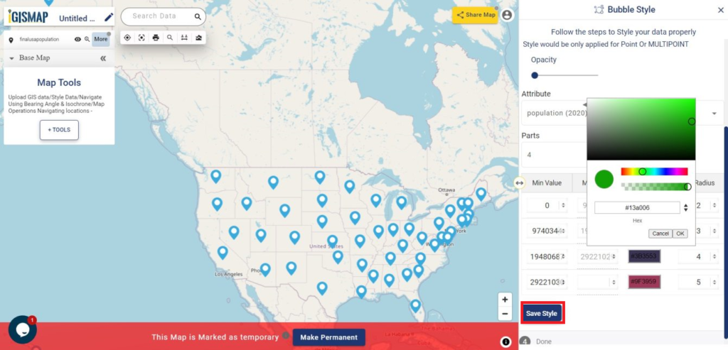 How to create Bubble Map for point GIS data