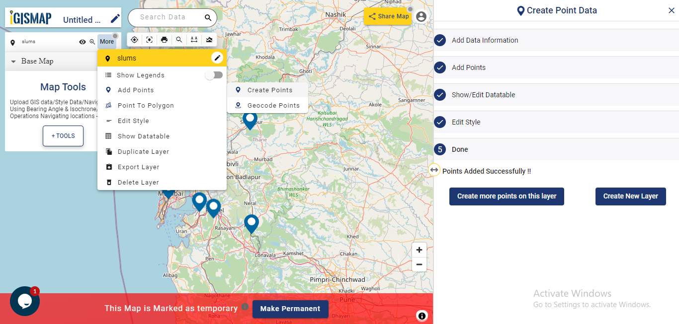 Map the locations of slums and embed the map on your website