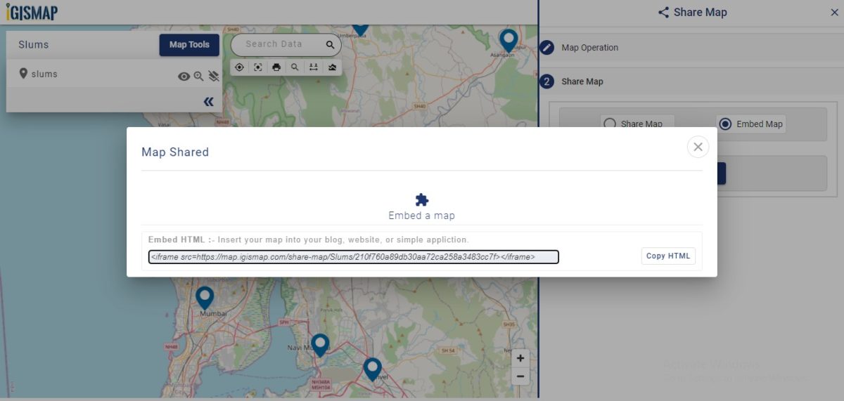 Map the locations of slums and embed the map on your website