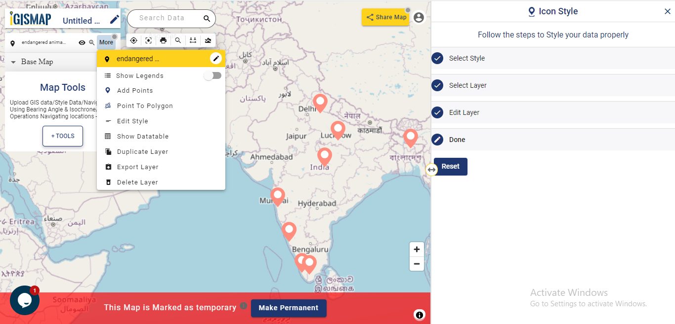 Map habitat locations of endangered animals & keep track of their living