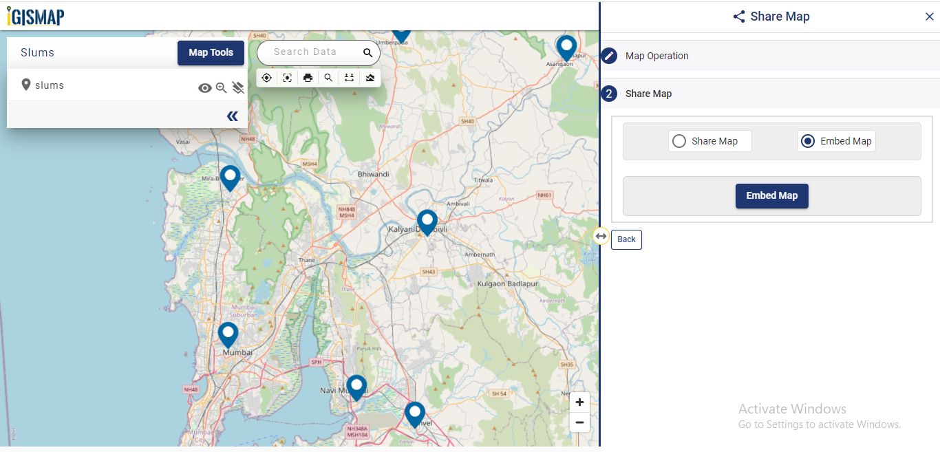 Map the locations of slums and embed the map on your website