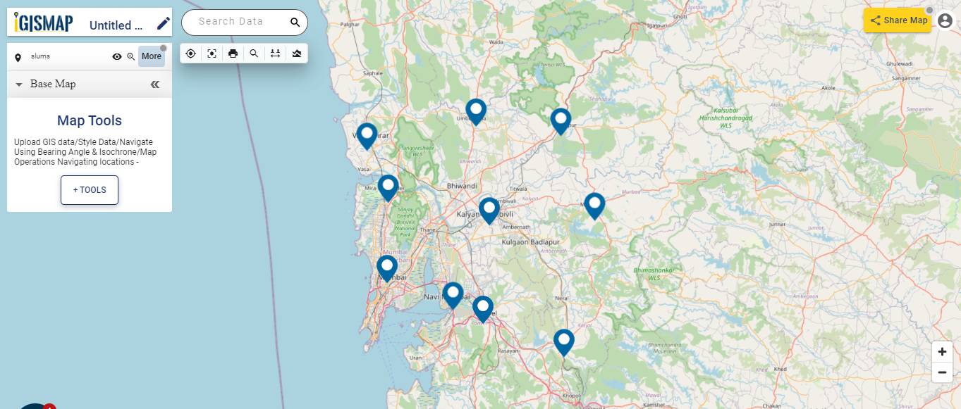 Map the locations of slums and embed the map on your website