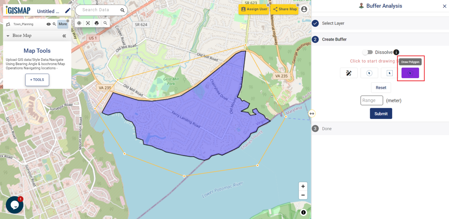 Upload your shapefile and create a buffer layer