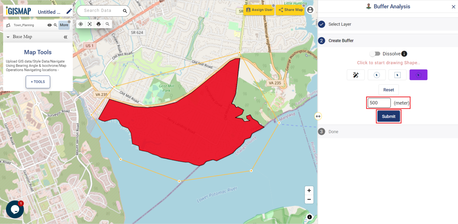 Upload your shapefile and create a buffer layer