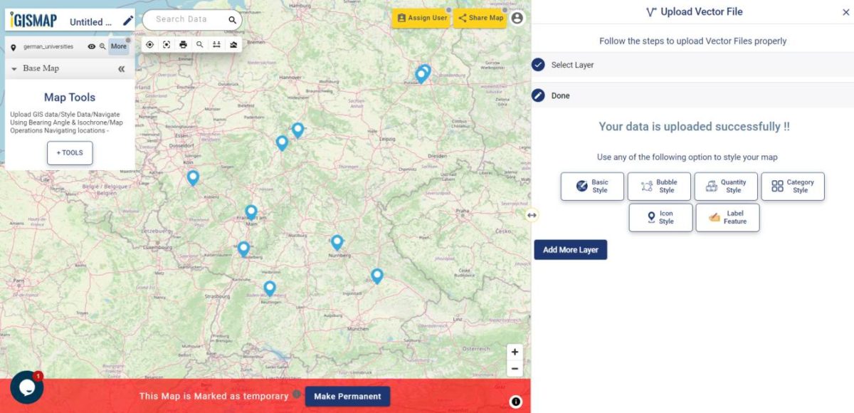 Upload GIS data and label the features - IGISMap Tool