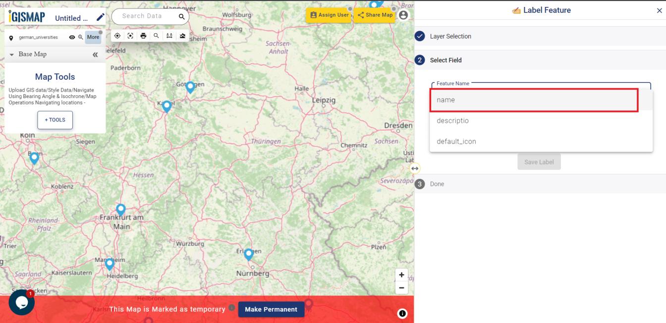 Upload GIS data and label the features - IGISMap Tool