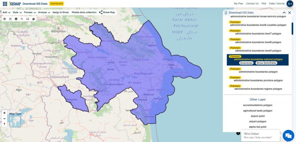 Download Azerbaijan Administrative Boundary - SHP,CSV,GeoJSON