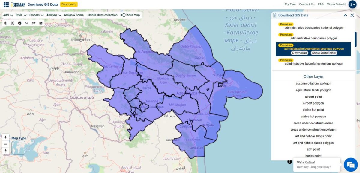 Download Azerbaijan Administrative Boundary - SHP,CSV,GeoJSON