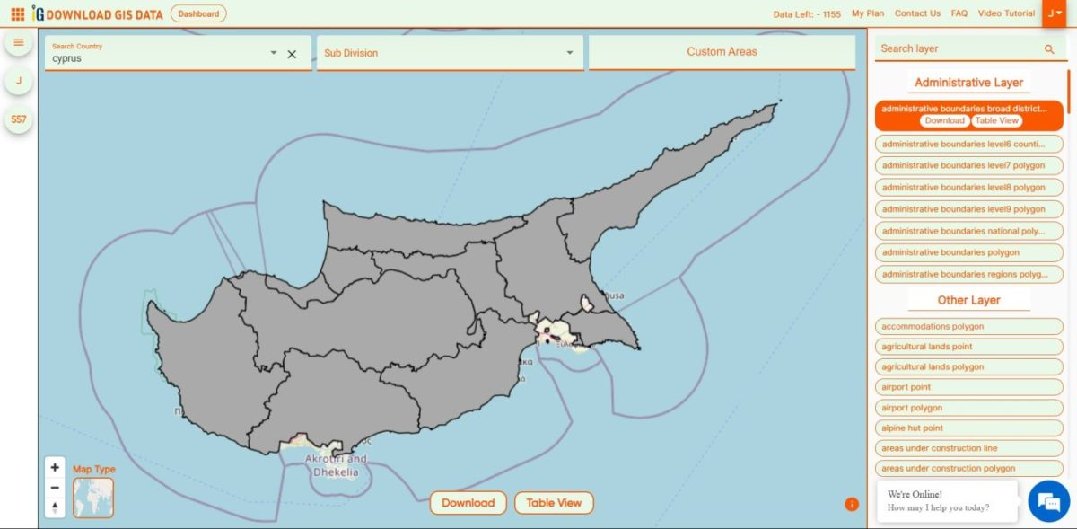 Download Cyprus Administrative Boundary Shapefiles – National, District ...