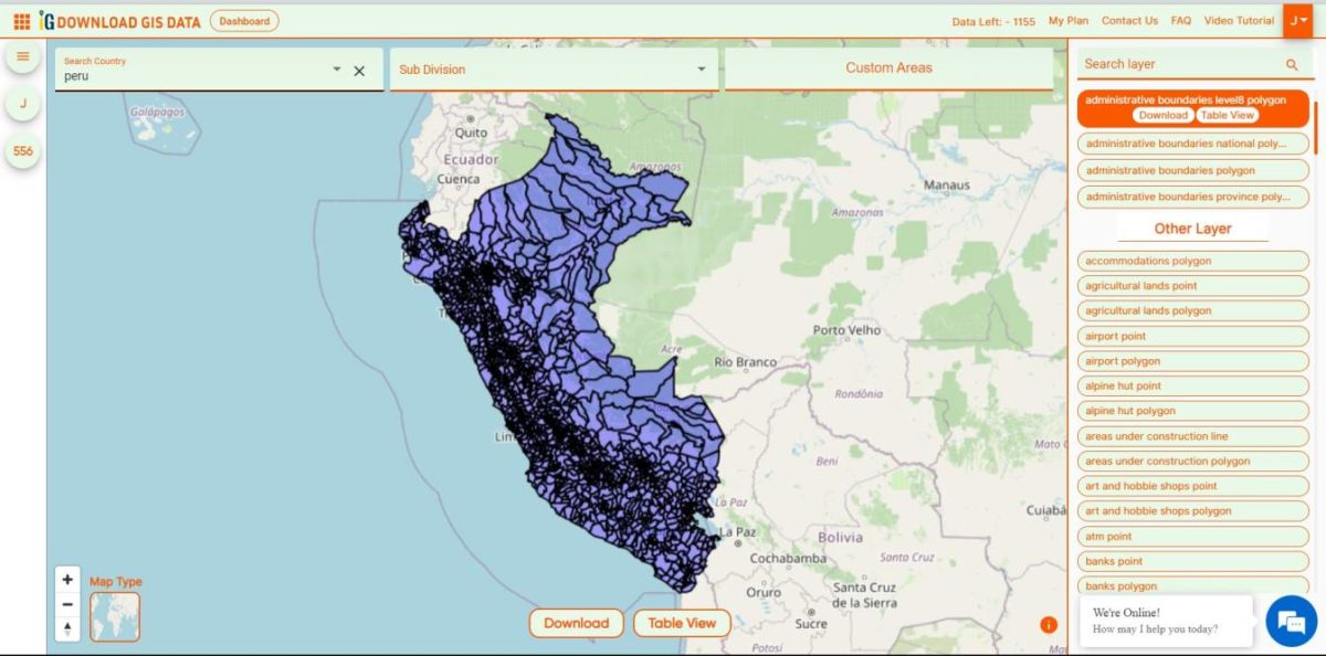 Download Peru Administrative Boundary Shapefiles – National, Regions ...