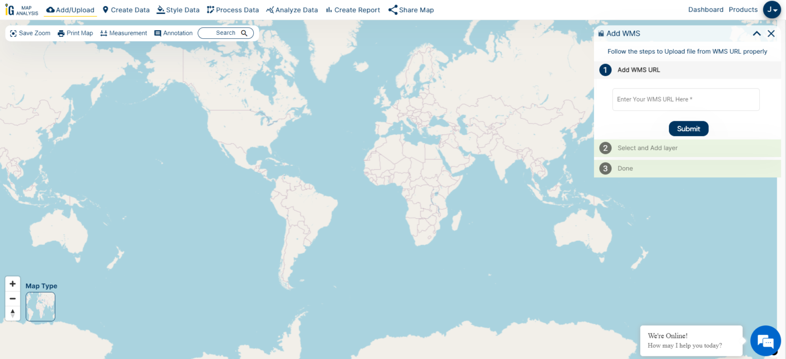 Add WMS- Two step online view of WMS layer on a map