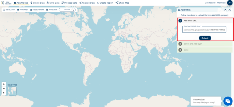 Add WMS- Two step online view of WMS layer on a map