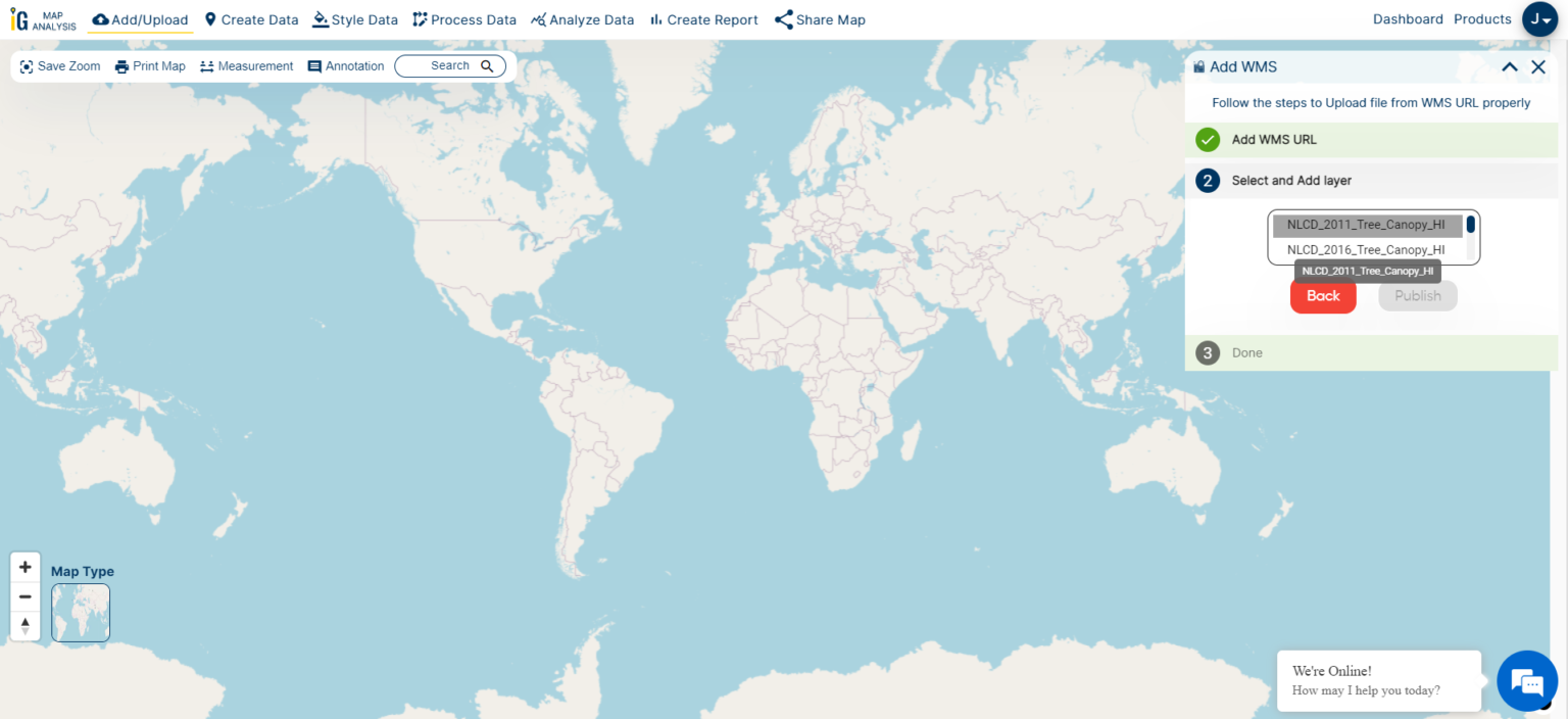 Add WMS- Two step online view of WMS layer on a map