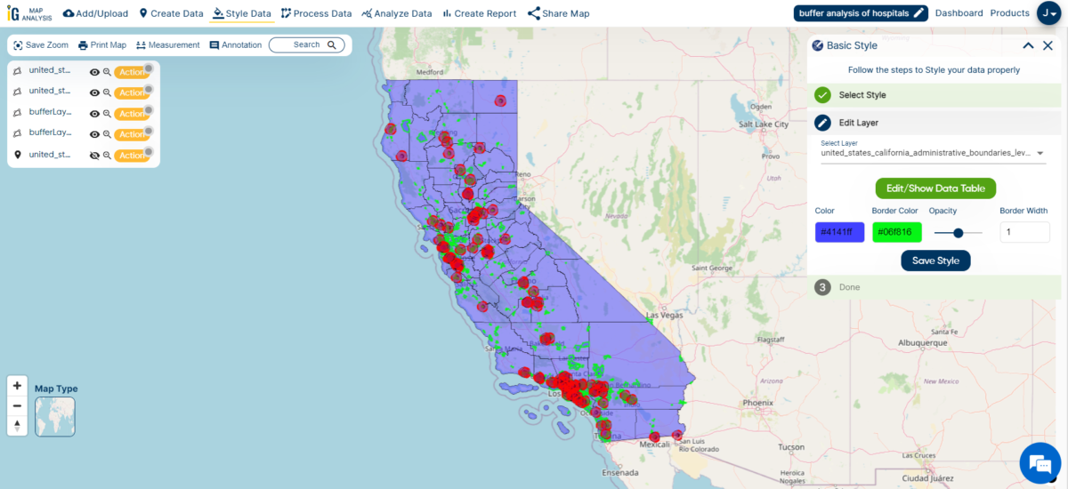 Mapping Healthcare Efficiency: GIS Buffer Analysis of Hospital Locations
