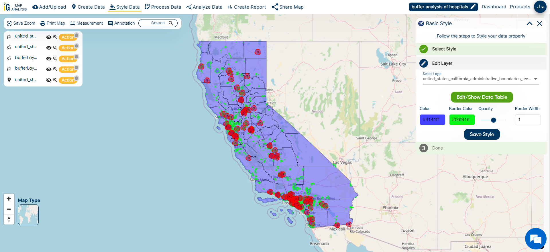 Mapping Healthcare Efficiency: GIS Buffer Analysis of Hospital Locations