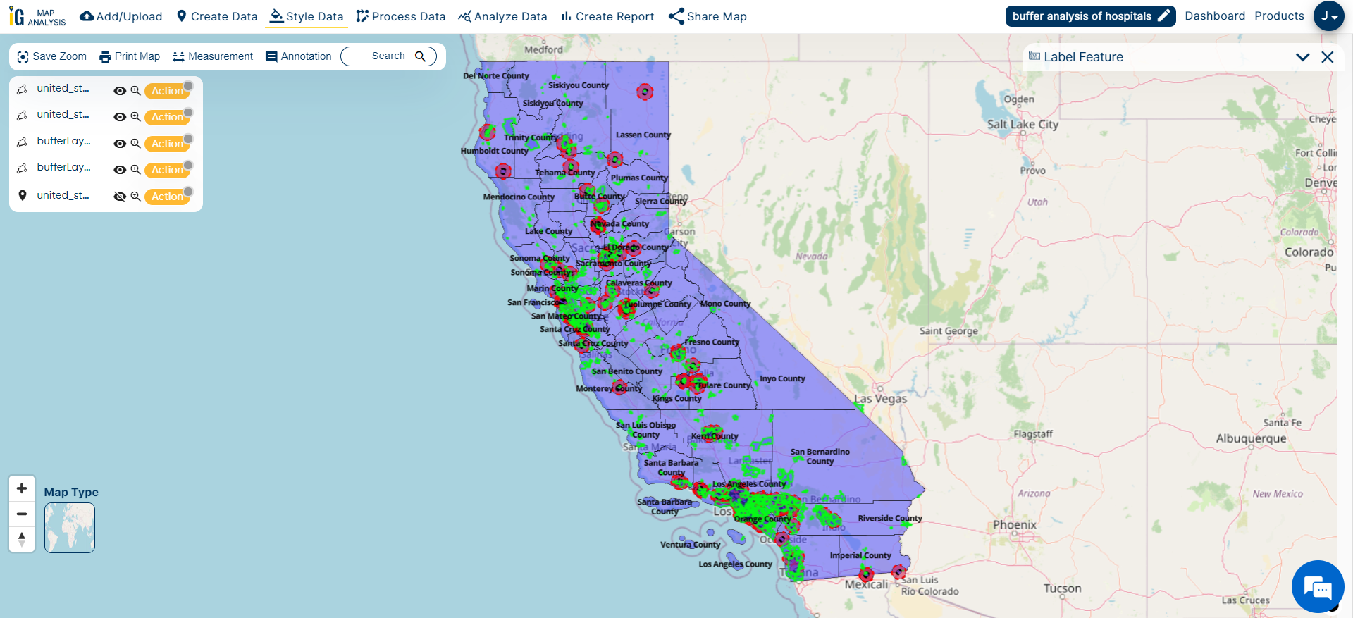 Mapping Healthcare Efficiency: GIS Buffer Analysis of Hospital Locations
