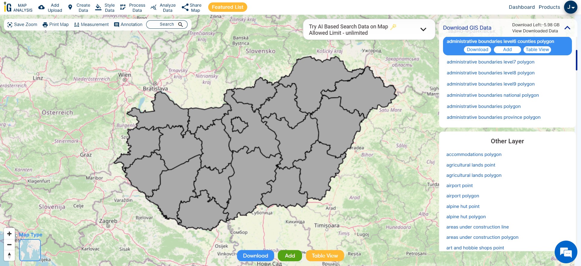 Download hungary administrative boundary GIS Data