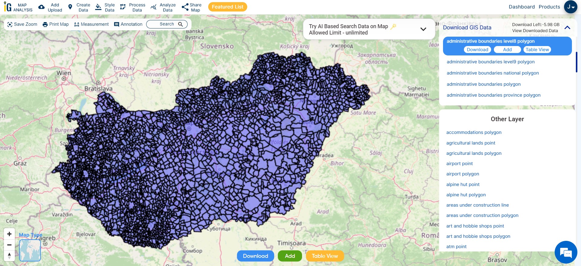 Download hungary administrative boundary GIS Data