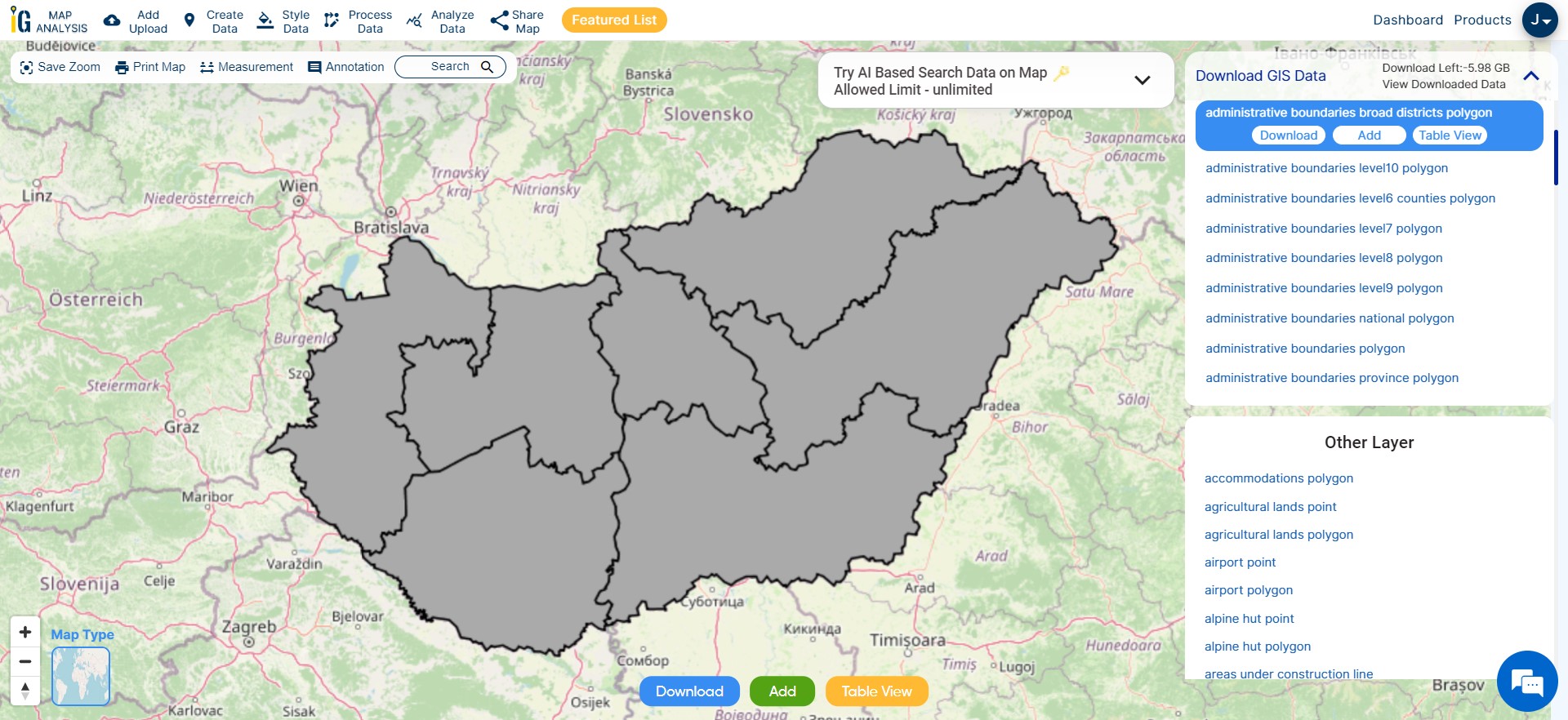 Download hungary administrative boundary GIS Data