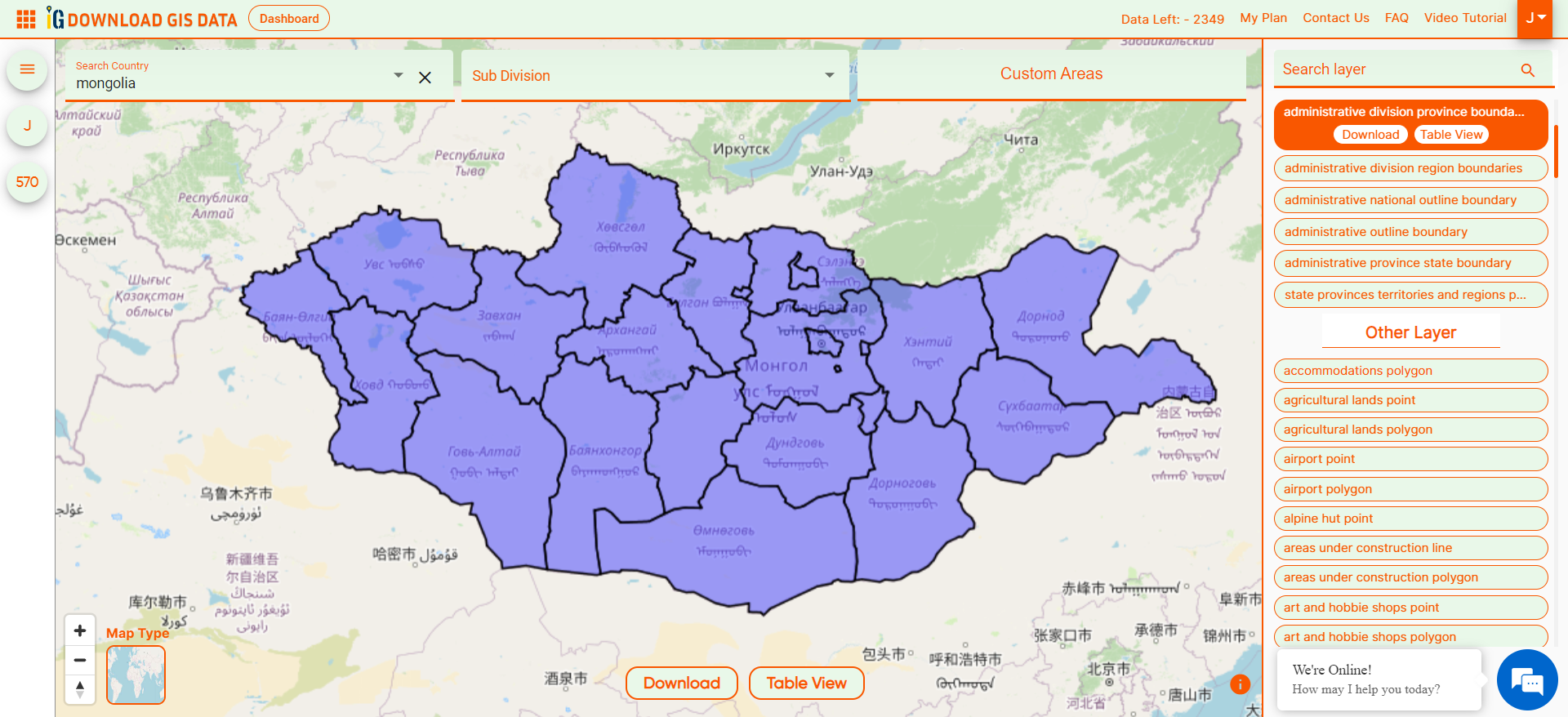 Download Mongolia Administrative Boundary GIS Data for- National ...