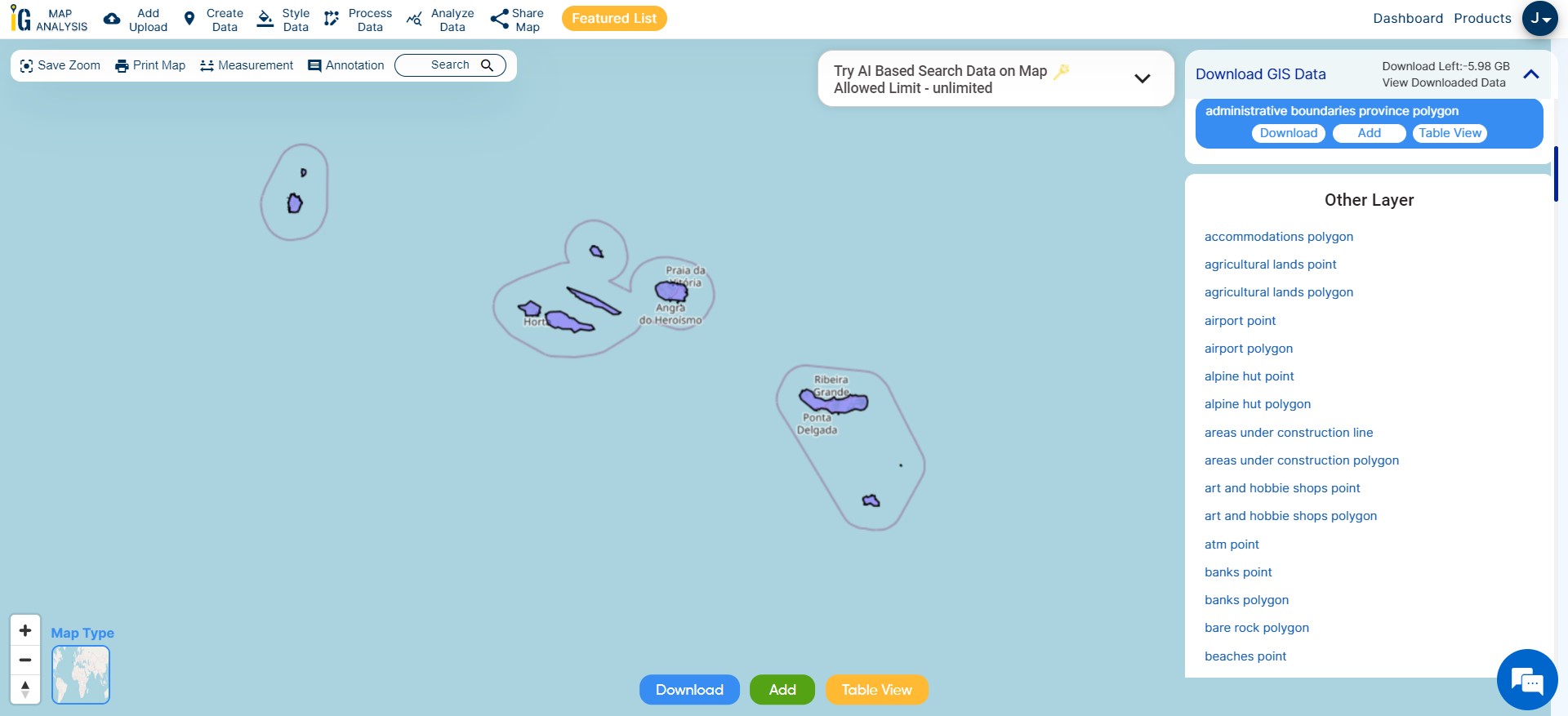Download Portugal GIS Data Formats- Shp, KML, GeoJSON, CSV.