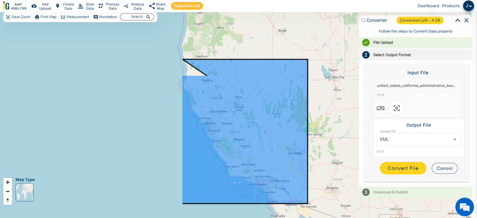 Convert TAB file to KML file
