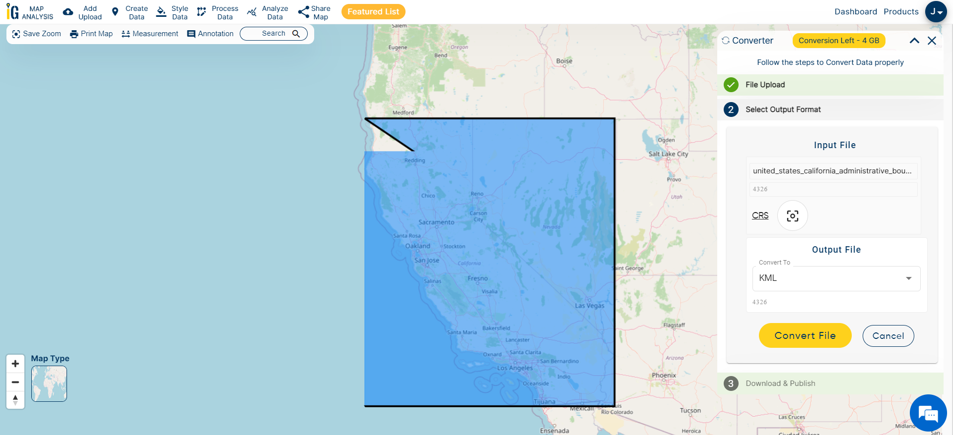 Convert TAB file to KML file