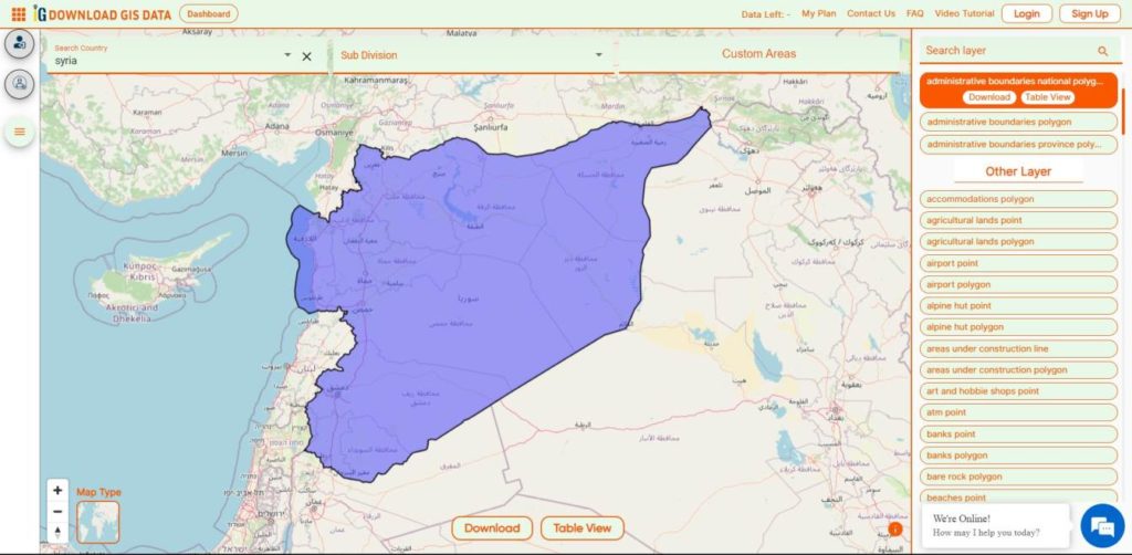 Download Syria Administrative Boundary Shapefiles – National , Province ...