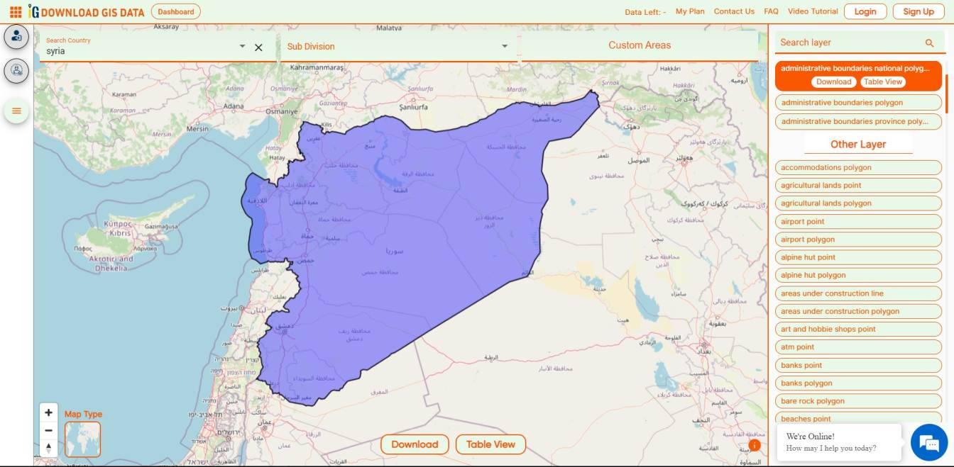 Download Syria Administrative Boundary Shapefiles – National , Province ...