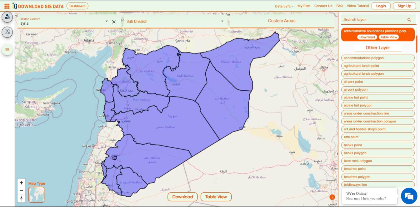 Download Syria Administrative Boundary Shapefiles – National , Province , District , Sub ...