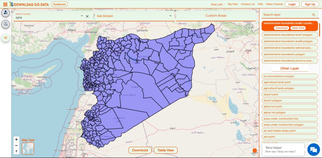 Download Syria Administrative Boundary Shapefiles – National , Province ...