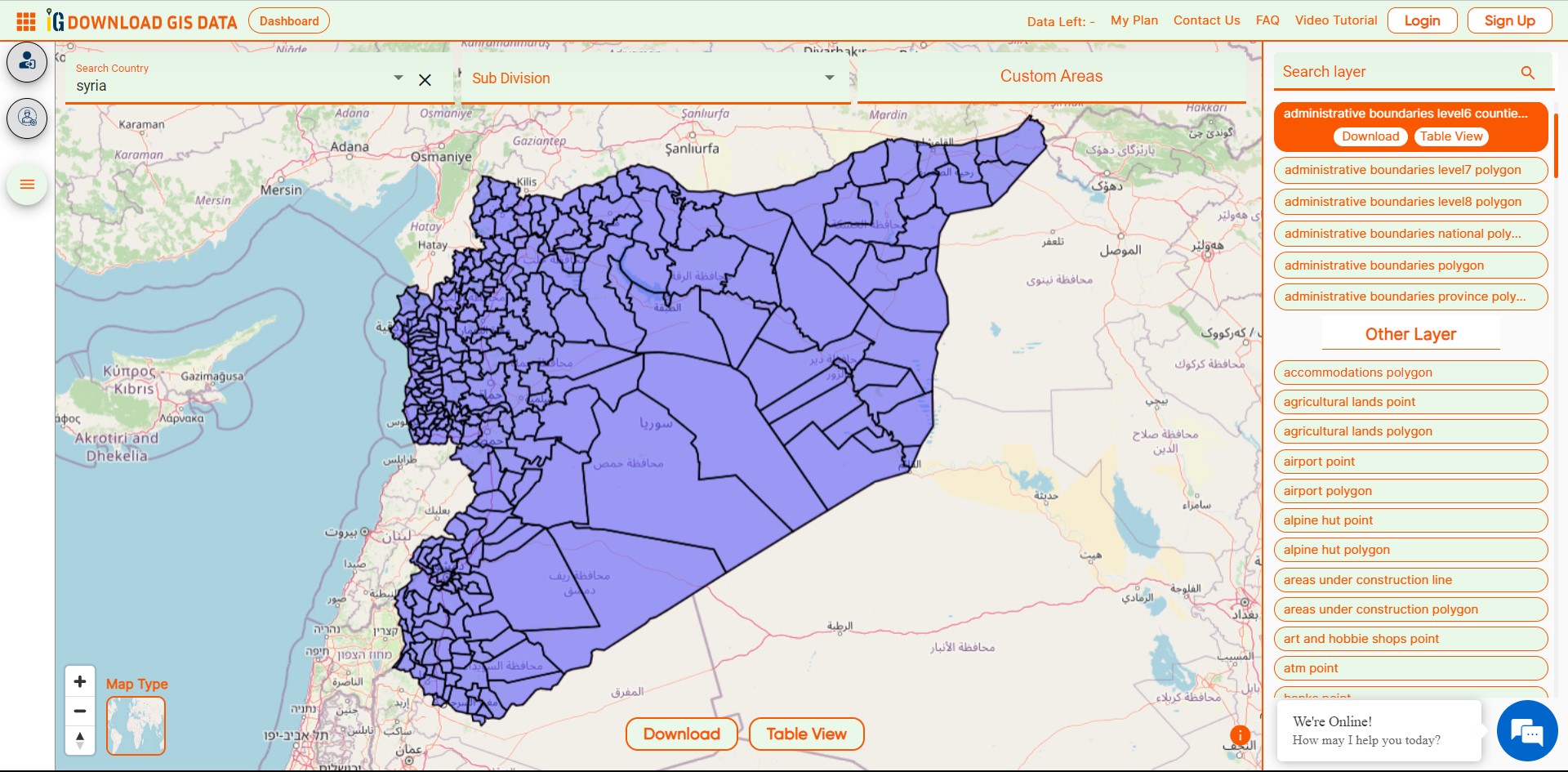 Download Syria Administrative Boundary Shapefiles – National , Province ...