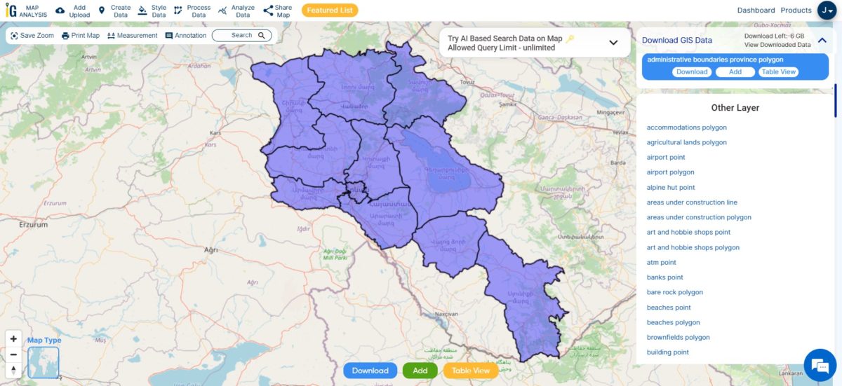 Download Armenia Administrative Boundaries
