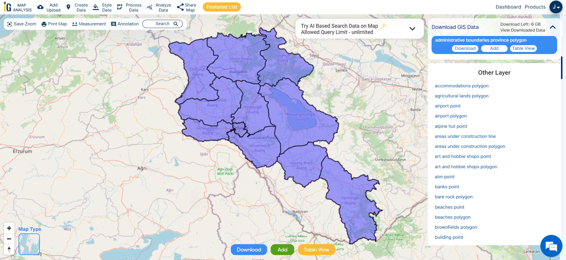 Download Armenia Administrative Boundaries