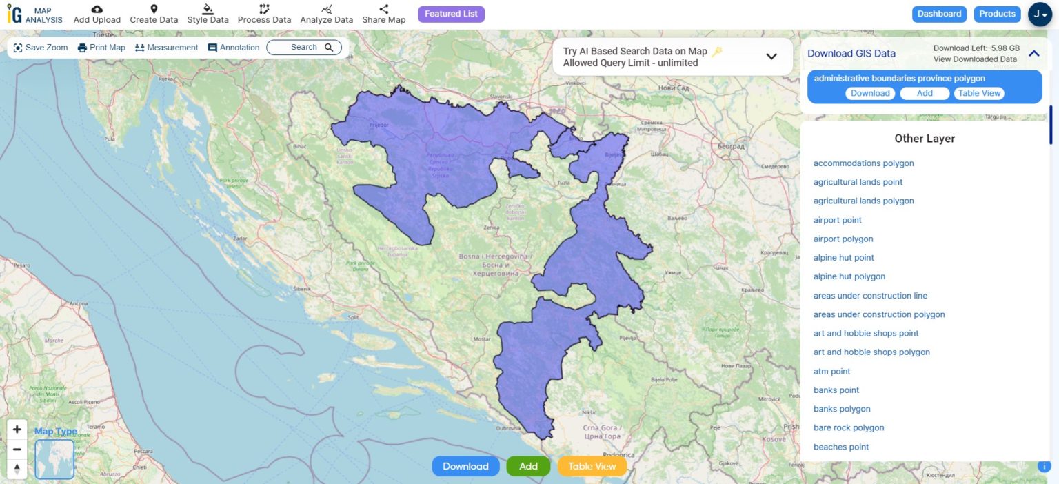 Download Bosnia Herzegovina Administrative Boundary Shapefiles