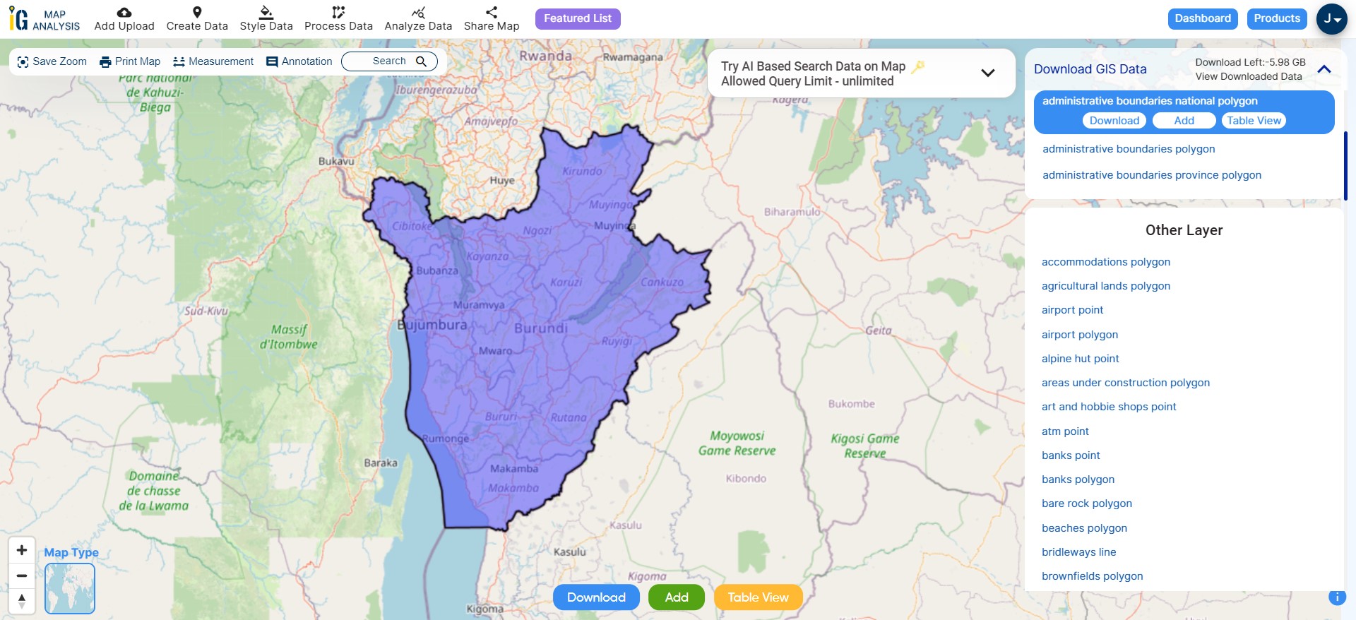 Download Burundi Administrative Boundary Shapefiles