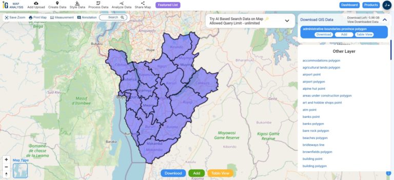 Download Burundi Administrative Boundary Shapefiles