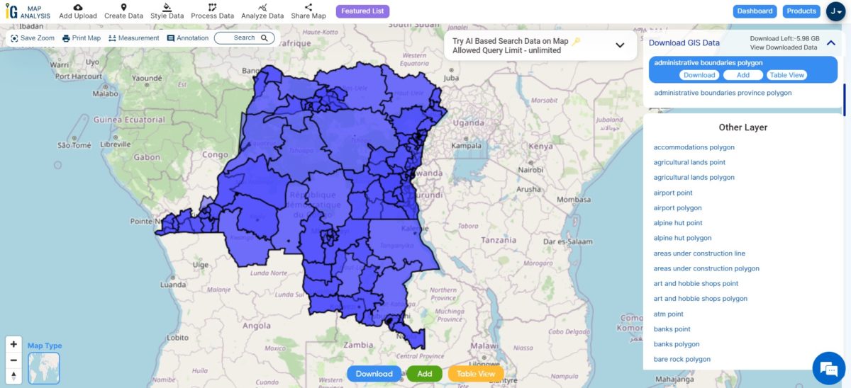 Download Democratic Republic of the Congo GIS data