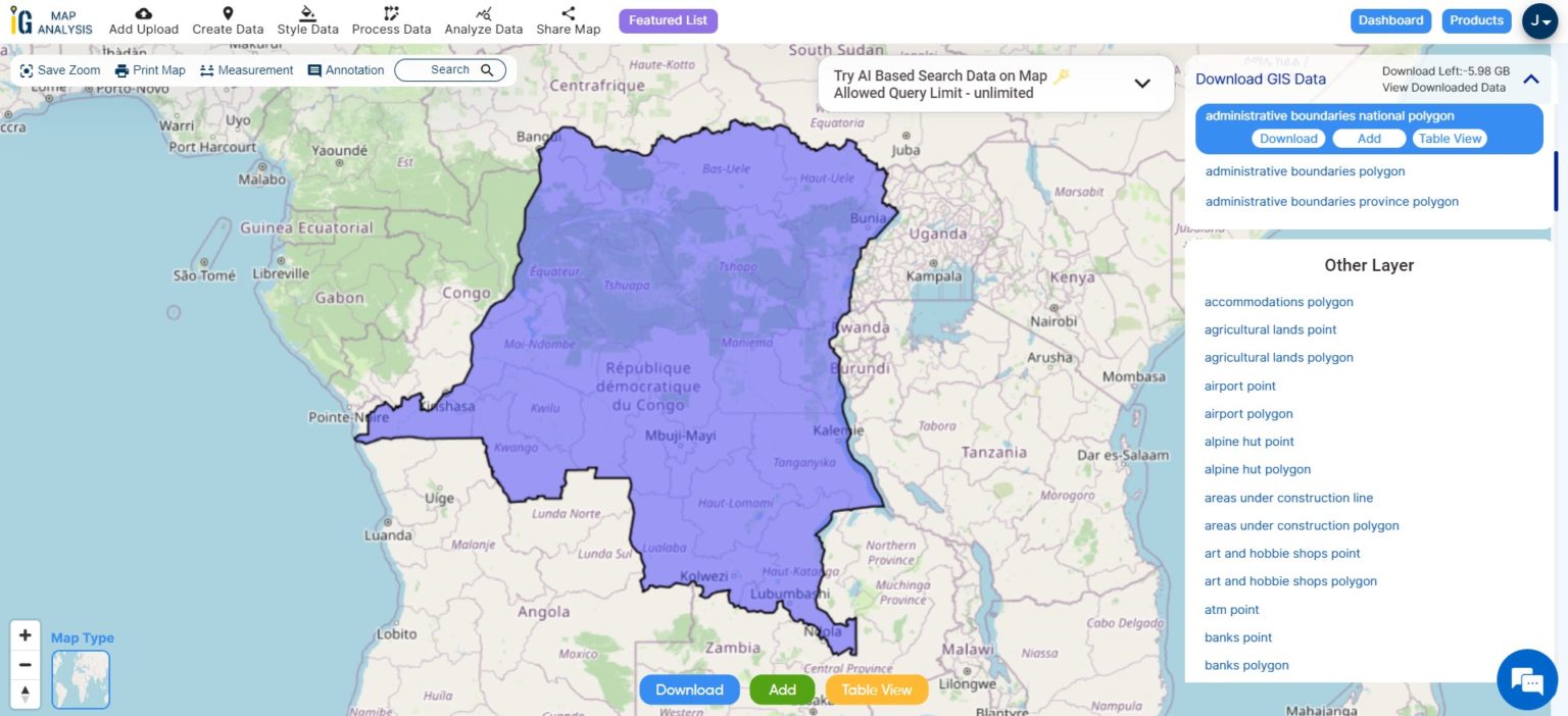Download Democratic Republic of the Congo GIS data