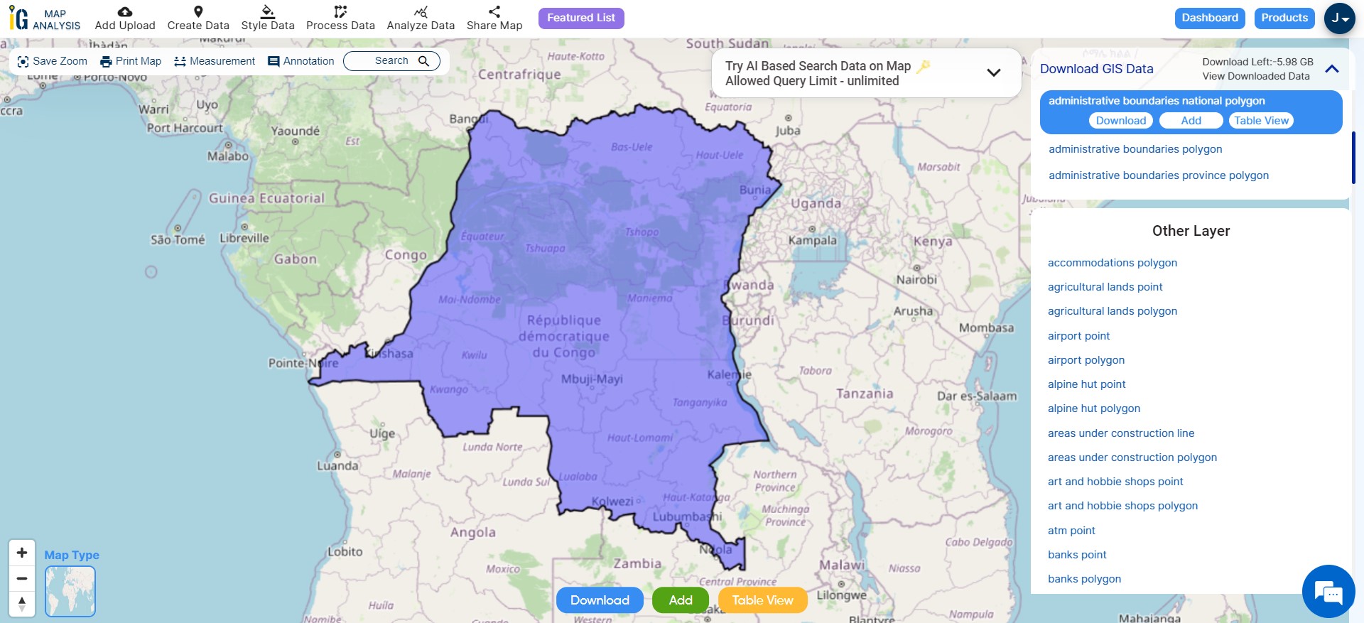 Download Democratic Republic of the Congo GIS data
