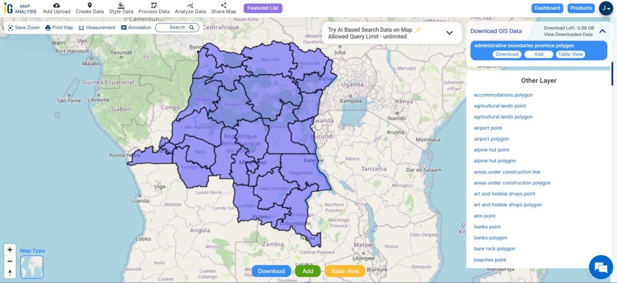 Download Democratic Republic of the Congo GIS data