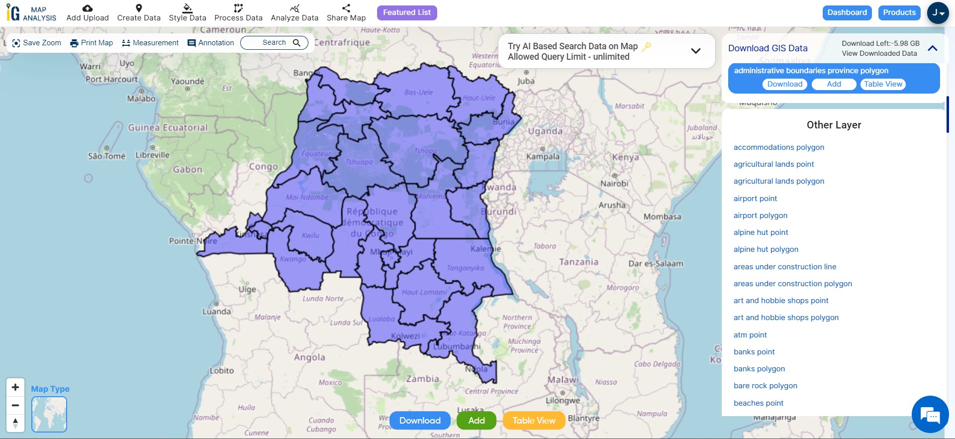 Download Democratic Republic of the Congo GIS data