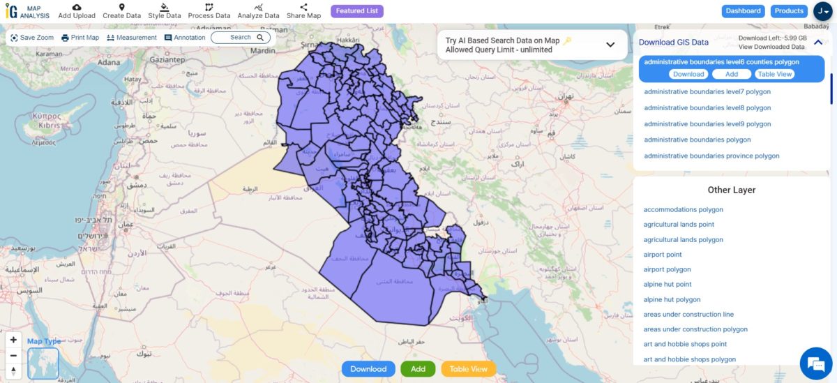 Download Iraq Administrative Boundary GIS Data