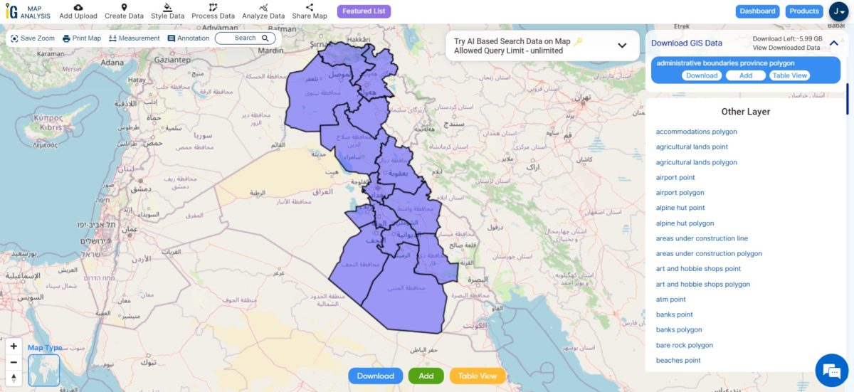 Download Iraq Administrative Boundary GIS Data