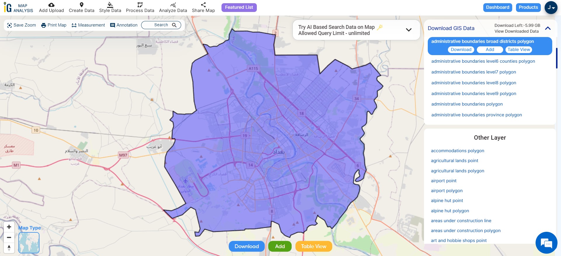 Download Iraq Administrative Boundary GIS Data