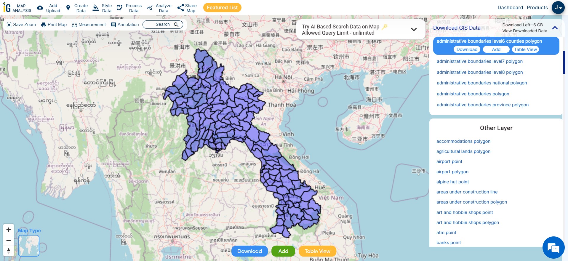 Download Laos Administrative Boundary GIS Data