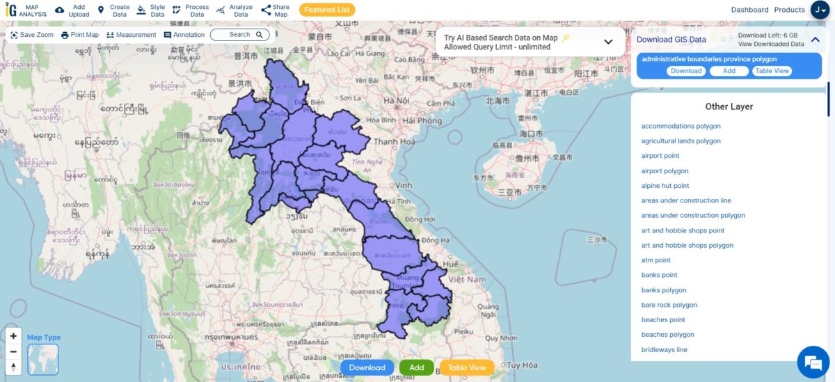 Download Laos Administrative Boundary GIS Data