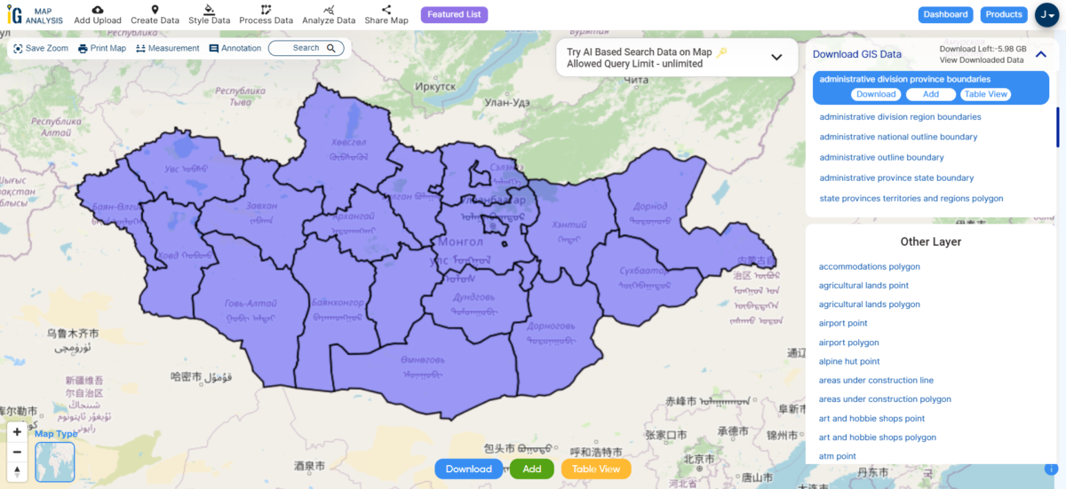 Download Mongolia Administrative Boundary GIS Data for- National ...