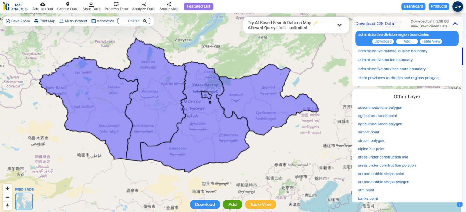 Download Mongolia Administrative Boundary GIS Data for- National ...