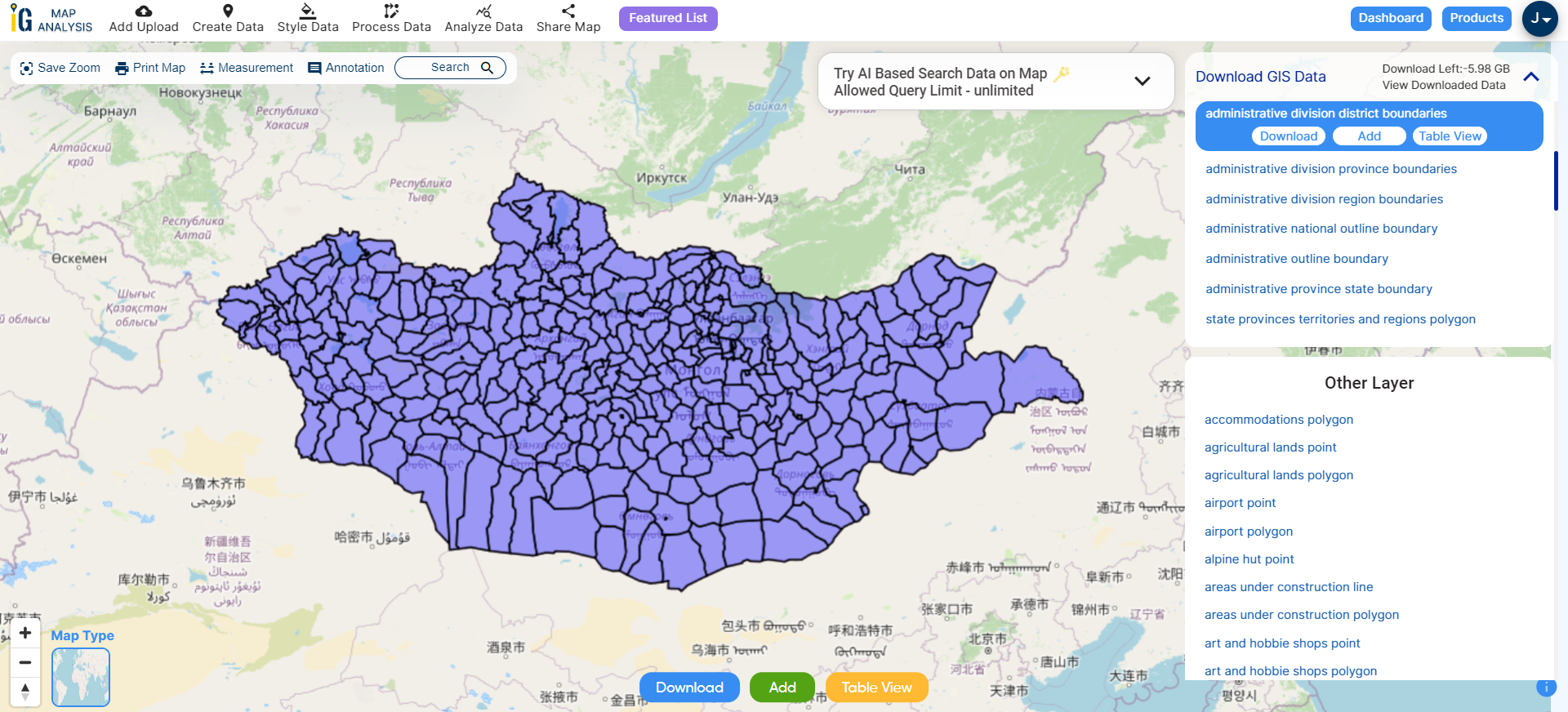 Download Mongolia Administrative Boundary GIS Data for- National ...